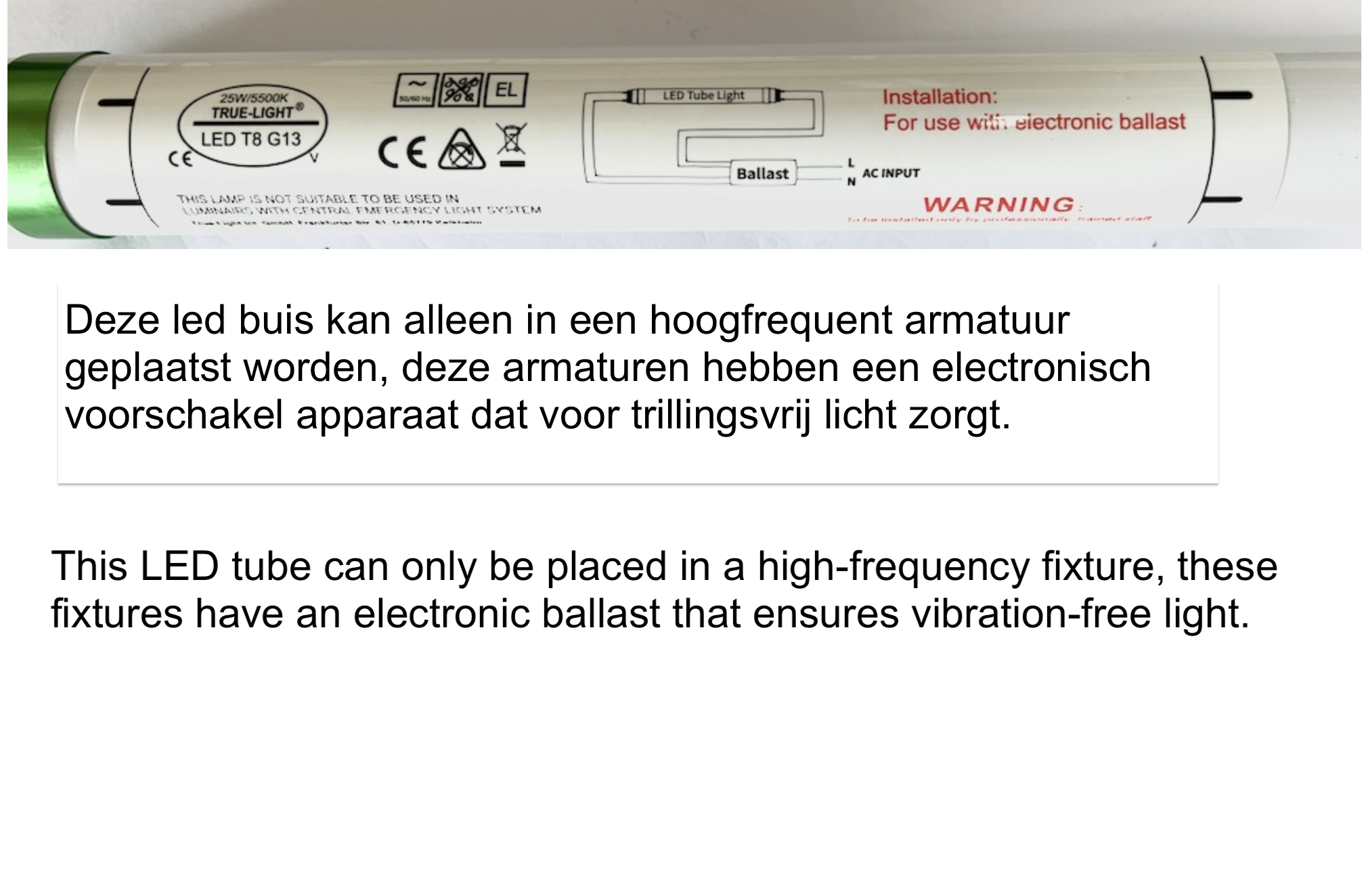 Hoogfrequent led buis 25 watt -150 cm